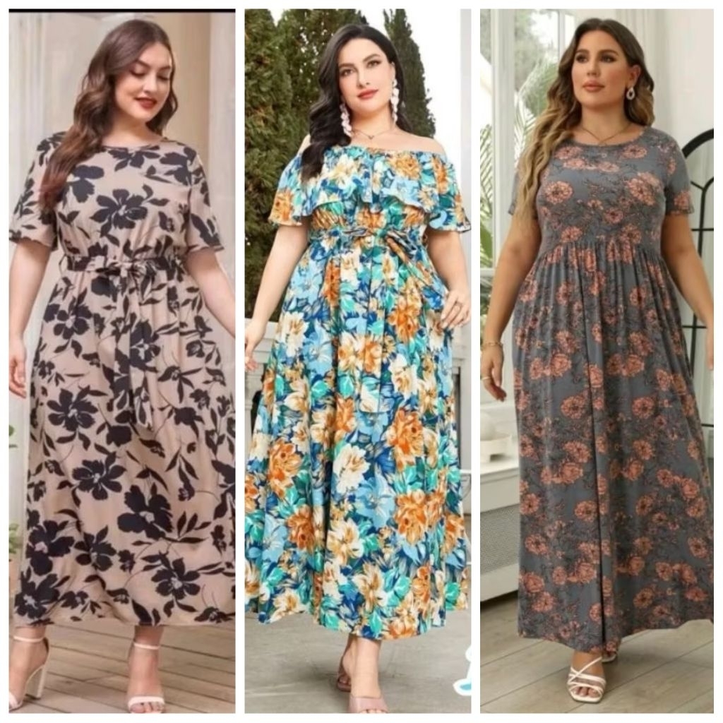 7175/1775/1783/1889/882 ASY CASUAL MAXI DRESS (FIT TO L/XL) | Shopee ...