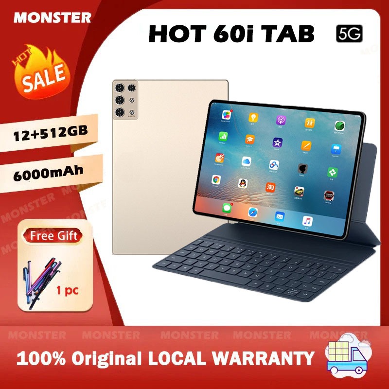Monster MAX HOT 60i Original Tablets 10 Inch 12GB + 256GB Android ...
