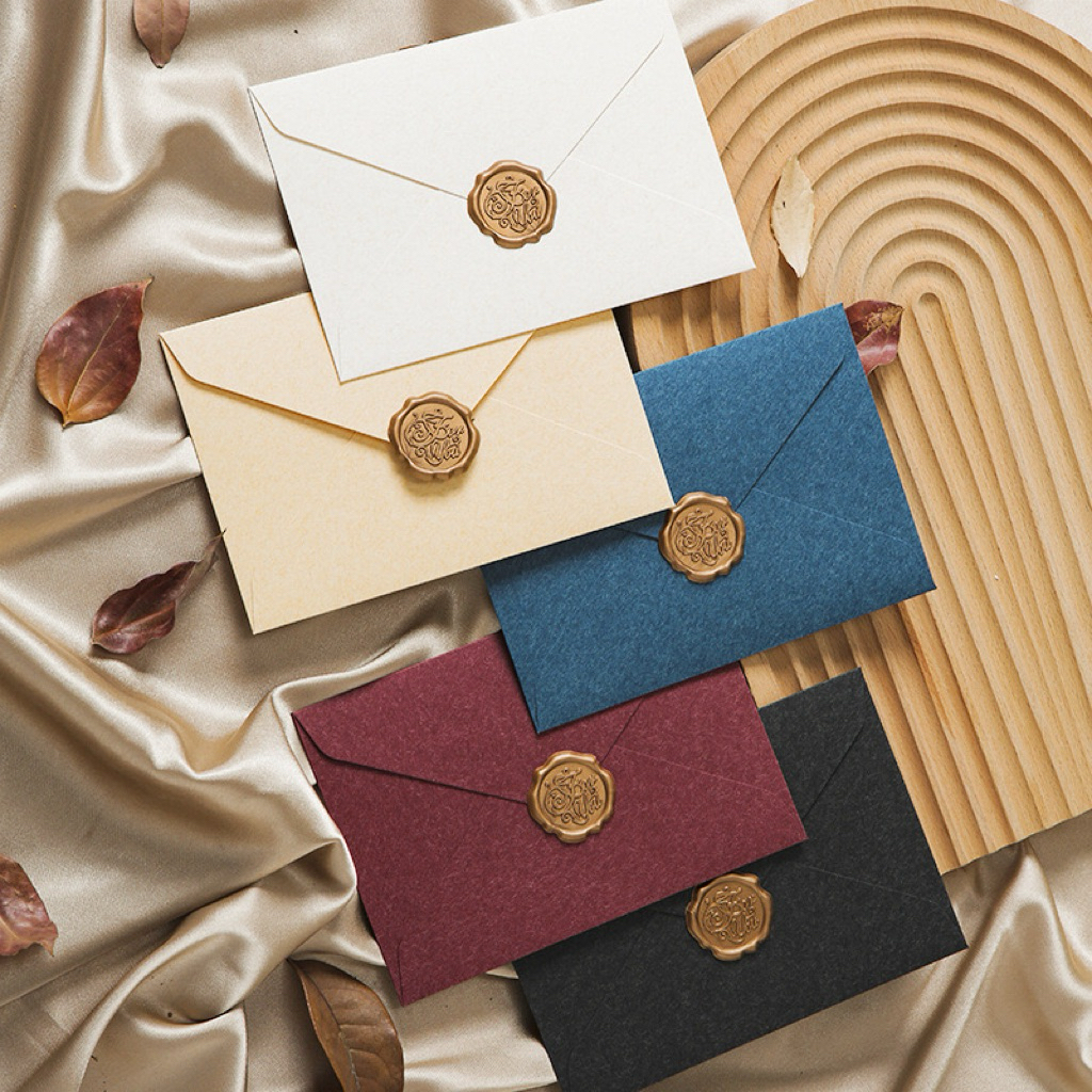 Premium Linen Texture Vintage Wax-Sealed Greeting Card Envelope Letter ...
