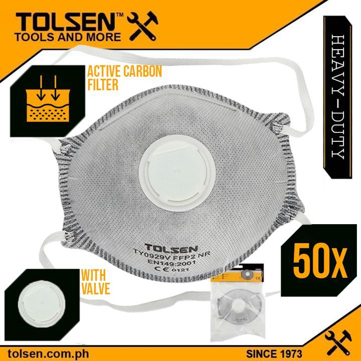 Tolsen Industrial Dust Mask w/ Active Carbon and Valve (FFP2 NR) CE ...