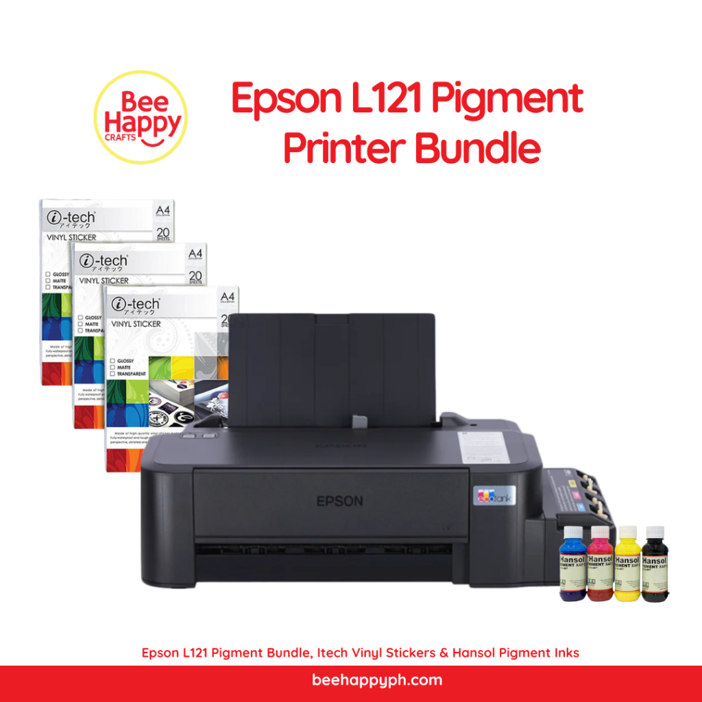 Epson L121 Pigment Printer Bundle (L121 + Hansol Pigment Inks + Vinyl ...