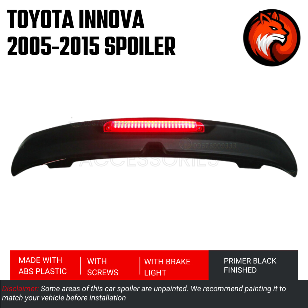 Toyota INNOVA Spoiler 2005-2015 with brake light, exterior car ...