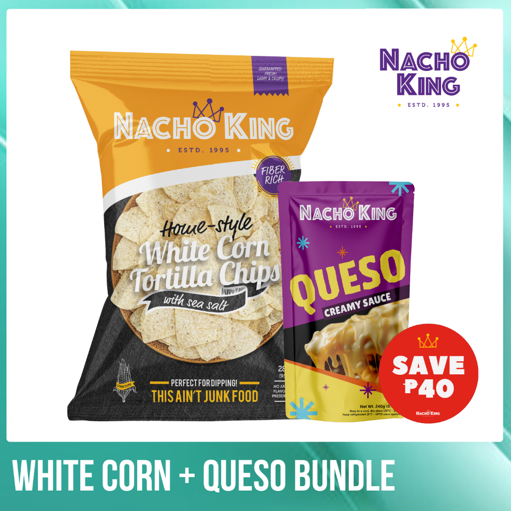 Nacho King White Corn Chips 283g + Queso Creamy Sauce Pouch 240g Bundle ...