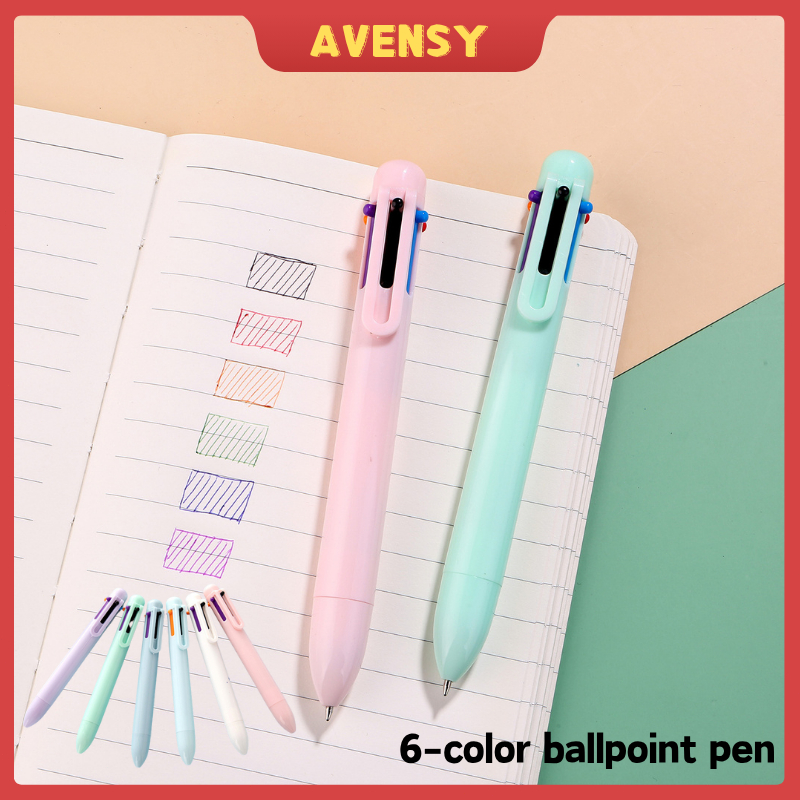 6 color Ballpoint Pen 0.5mm Macaron colors Ins Press Pen Student Multi ...