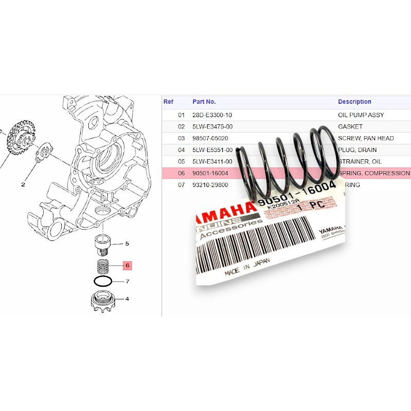 COMPRESSION SPRING MIO MIO i AEROX NMAX V2 FAZZIO 90501-16004 GENUINE ...