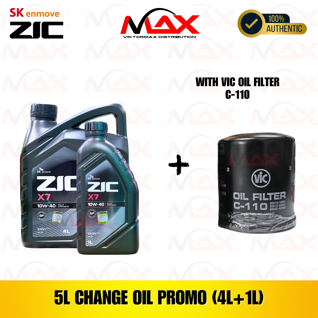 SK ZIC 5 Liters X7 10W40 For GASOLINE Engine with C-110 Vic Oil Filter Bundle | Shopee Philippines