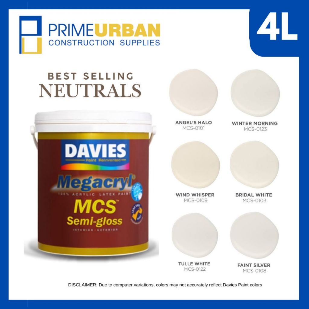DAVIES MEGACRYL MCS Neutrals Best Seller 4L | Shopee Philippines