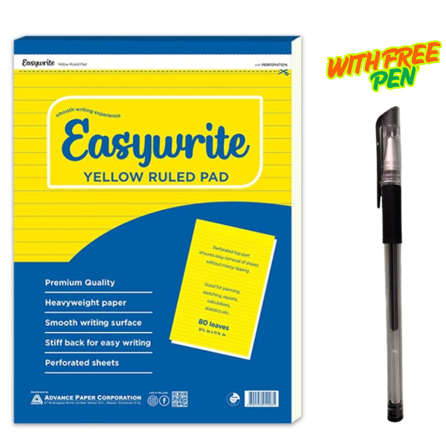 Easywrite Yellow Ruled Pad 80 Leaves, Premium Quality – Clean, Legal ...