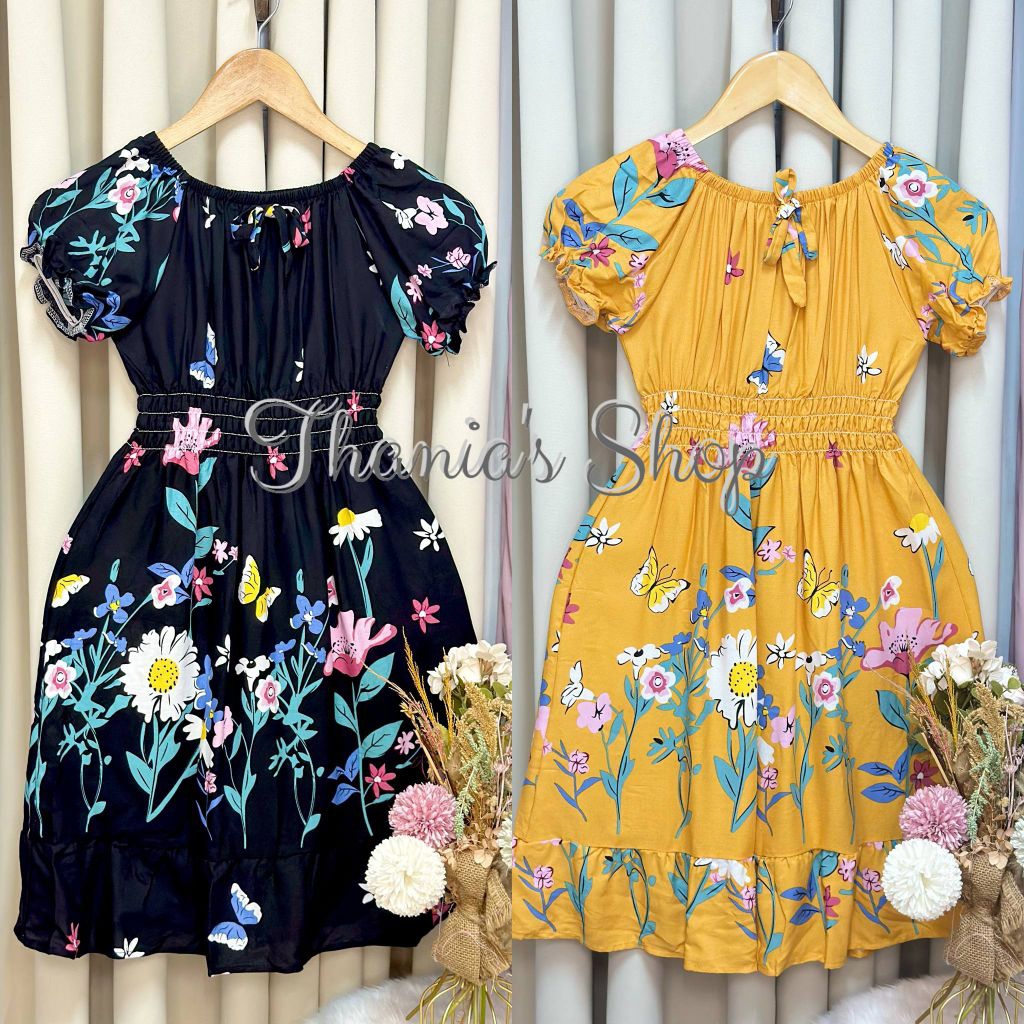 Rich Puff Sleeves Alangan Dress | Challis Alangan dress (8 to 11yrs old ...