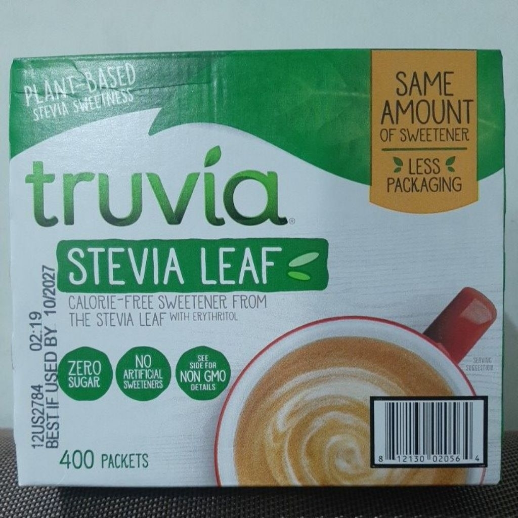 TruVia Stevia Natural Zero Calorie Sweetener 400 Packets 2 grams per ...