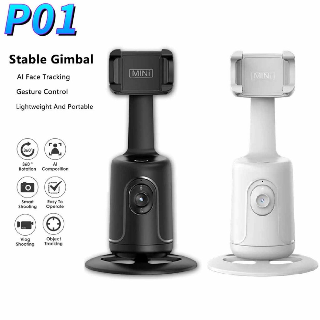 P01 Portable Smart Selfie Stick 360 Rotation Fast Face & Object Tracking Camera man Robot Mount ...