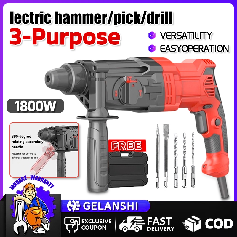 Demolition Electric Hammer Chipping/Hammer/Drill 3In1 High Power Heavy ...