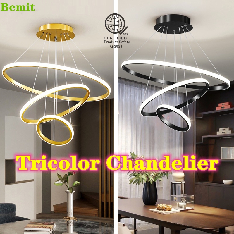 Tricolor Chandelier Modern pendant Lamp LED drop light hang light ...