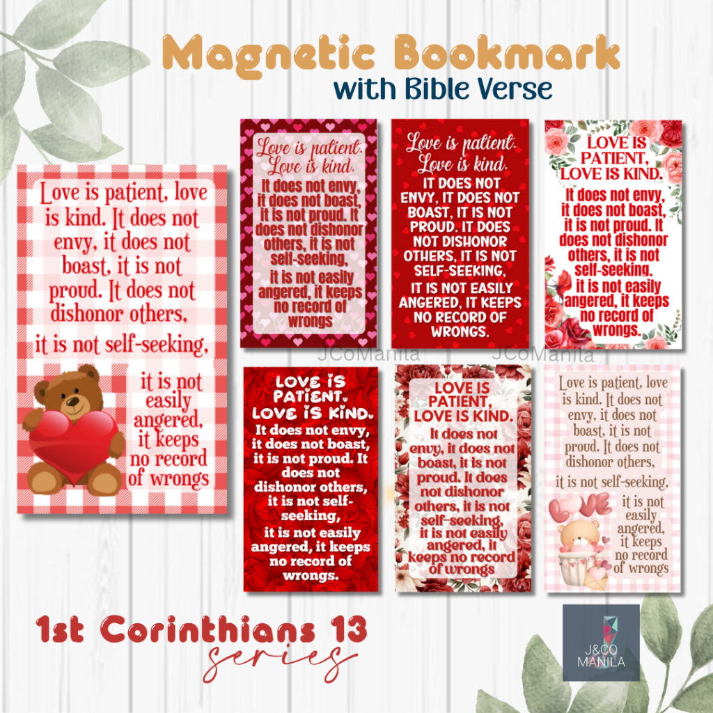 MAGNETIC BOOKMARK with Bible Verse - 1 Corinthians 13 Love Series ...