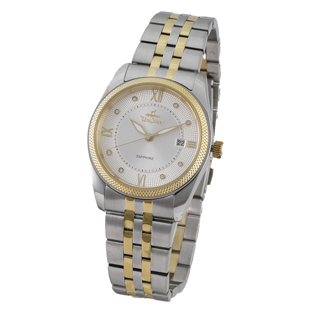 UniSilver TIME Men's Two Tone/Silver w/ Stone Dial Analog Stainless ...