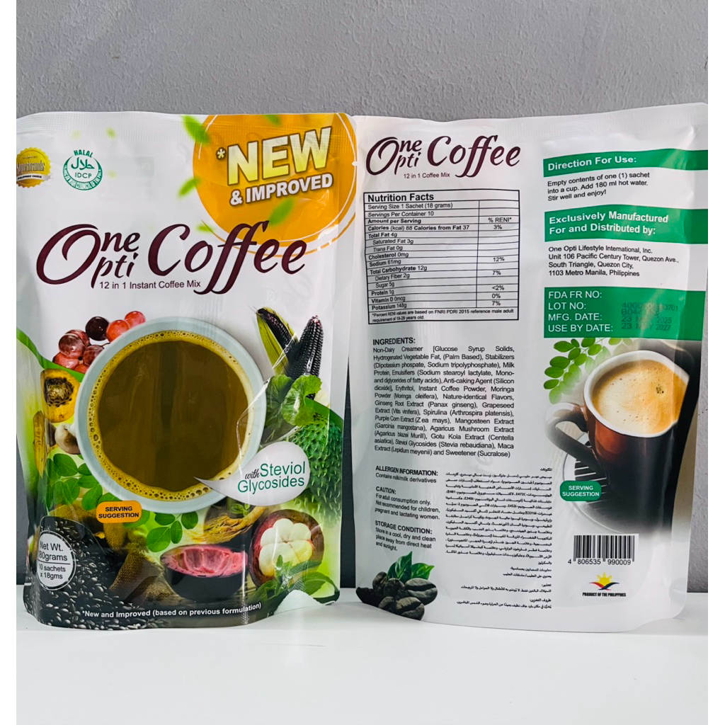 One Opti Coffee 12 in 1 Instant Coffee mix (10 sachets) | Shopee ...