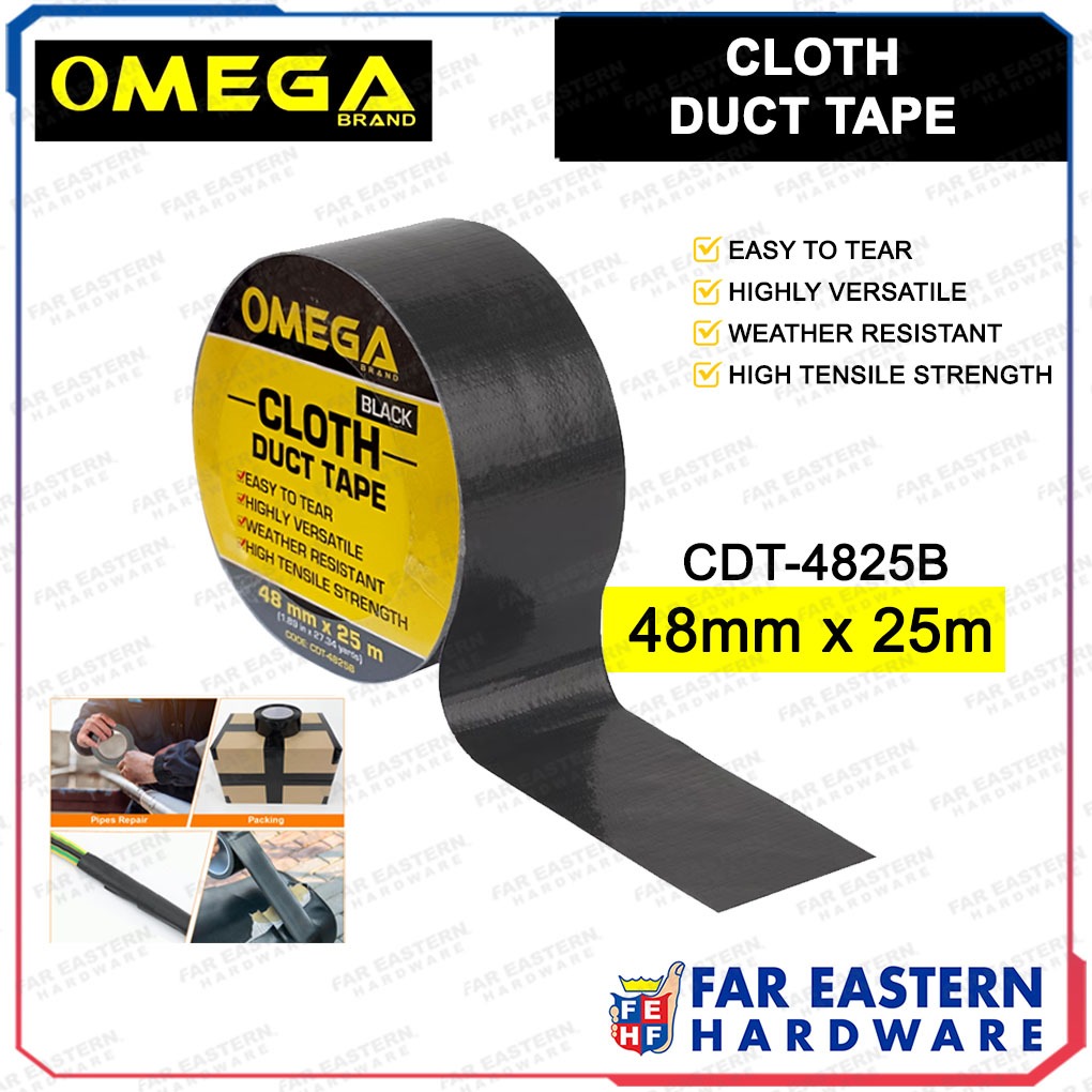 OMEGA Cloth Duct Tape 48mm x 25m Black CDT-4825B | Shopee Philippines
