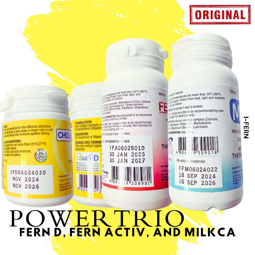 I-Fern Powertrio Fern D Cholecalciferol, Fern Activ Vitamin B Complex, and MilkCa Calcium ...