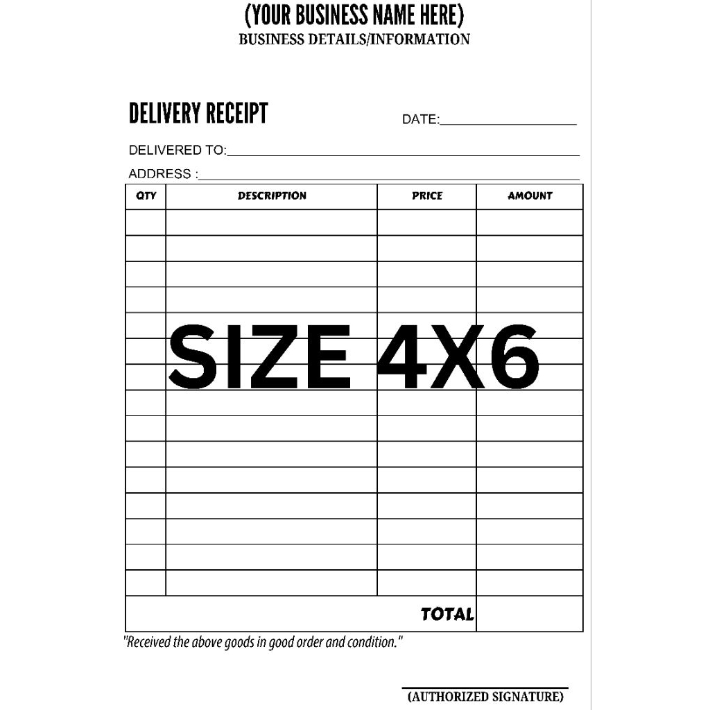CUSTOMIZED DELIVERY RECEIPT (NO DUPLICATE) | Shopee Philippines