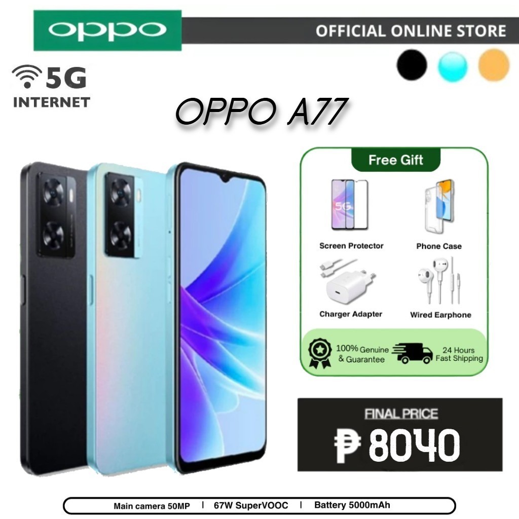 NEW OPPO A77 5G LTE/C6 inches, Qualcomm SM6225 Dimensity 810 5G , 33W ...