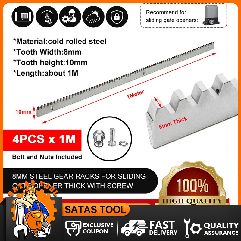 【4pcs x 1m 】8mm Sliding Gate Opener Close Rack 8mm x100cm heavy duty ...