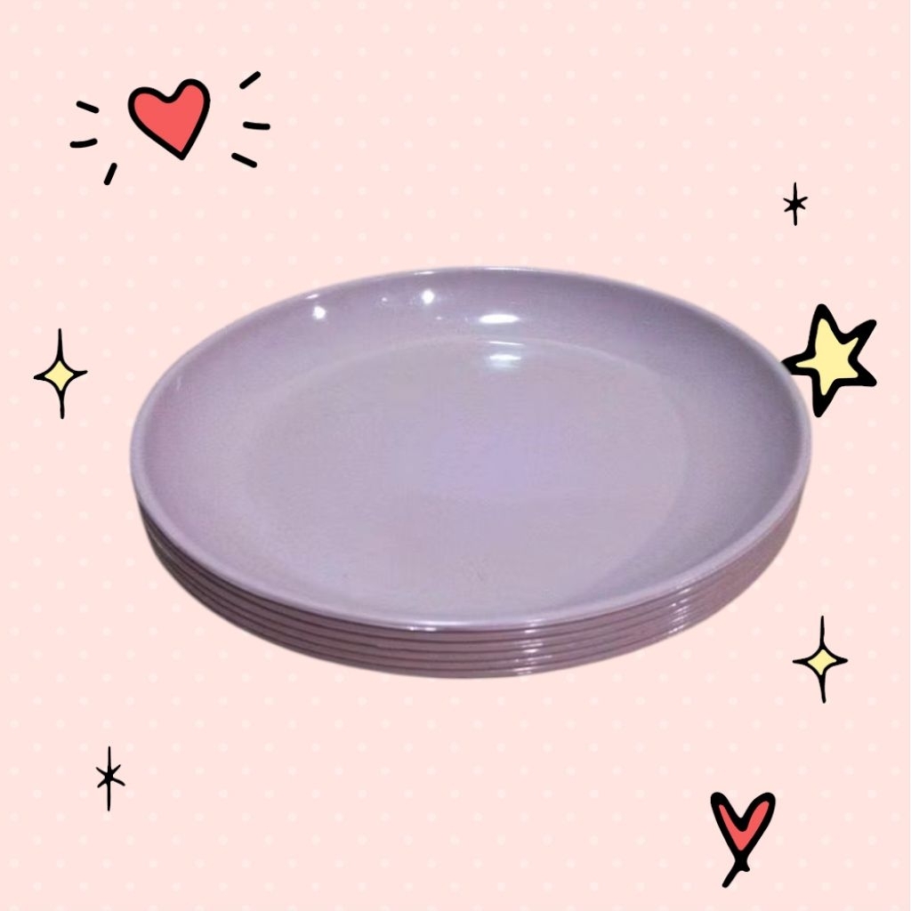 #910 6pcs MOCHA /PLASTIC PLATE, round plastic plate , reusable, makapal ...