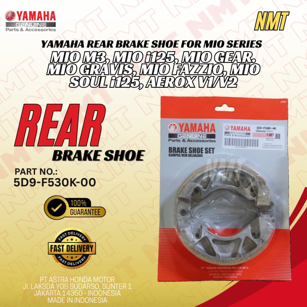 Yamaha Rear Brake Shoe (5D9-F530K-00) for MIO Series - Sporty/ Gear ...