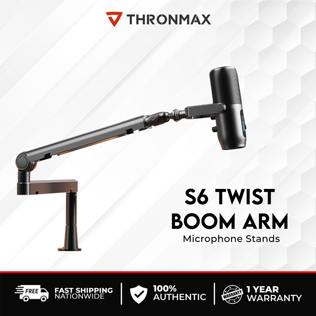 THRONMAX S6 Twist Microphone Boom Arm,Low Profile Mic Stand with Cable ...
