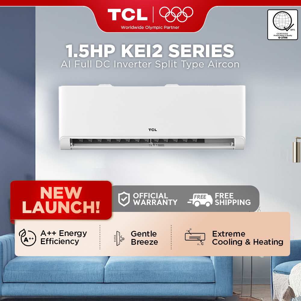 TCL Split Type AC TAC-13CSD/KEI2 - 1.5HP AI Full DC Inverter, Gentle ...
