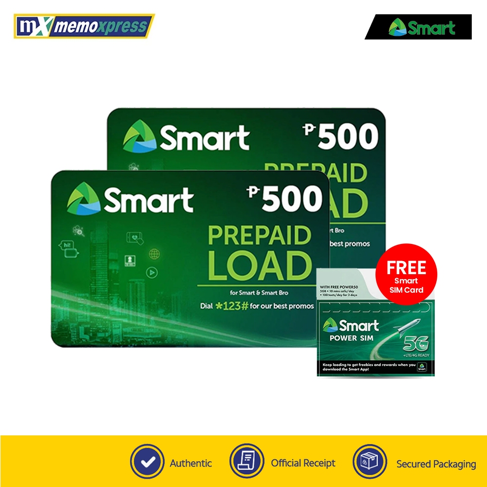 2PCS 500 Load Card with Free Smart SIM Card | Physical Item | Shopee ...