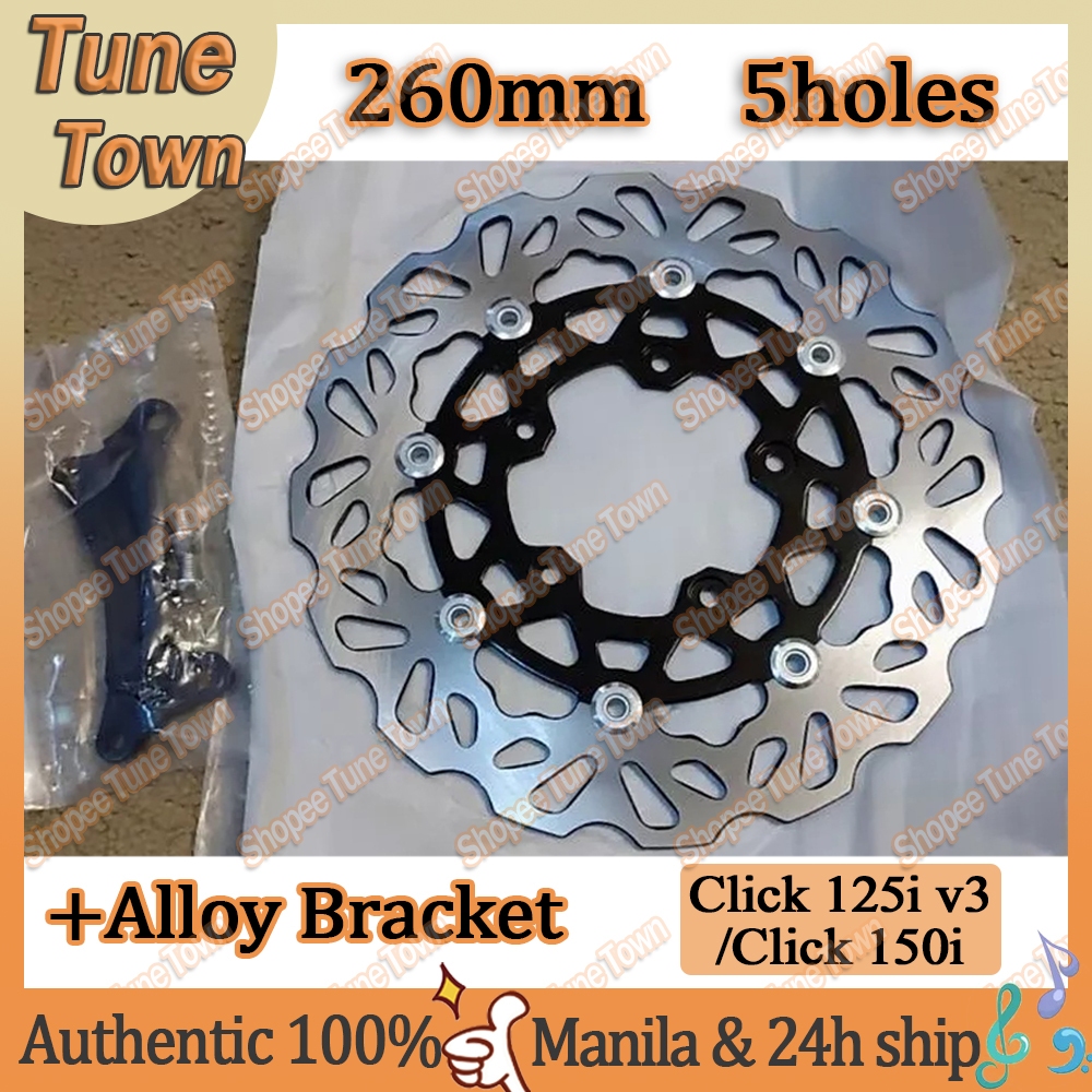 【Manila Shipping】Big disc 260mm 5holes W/bracket Click 125i v3/click ...