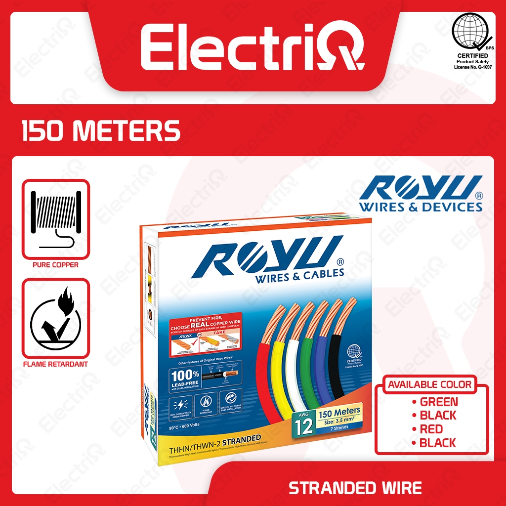 Electriq l Royu THHN/THWN Stranded Wire 3.5mm² AWG12 Stranded 150 ...
