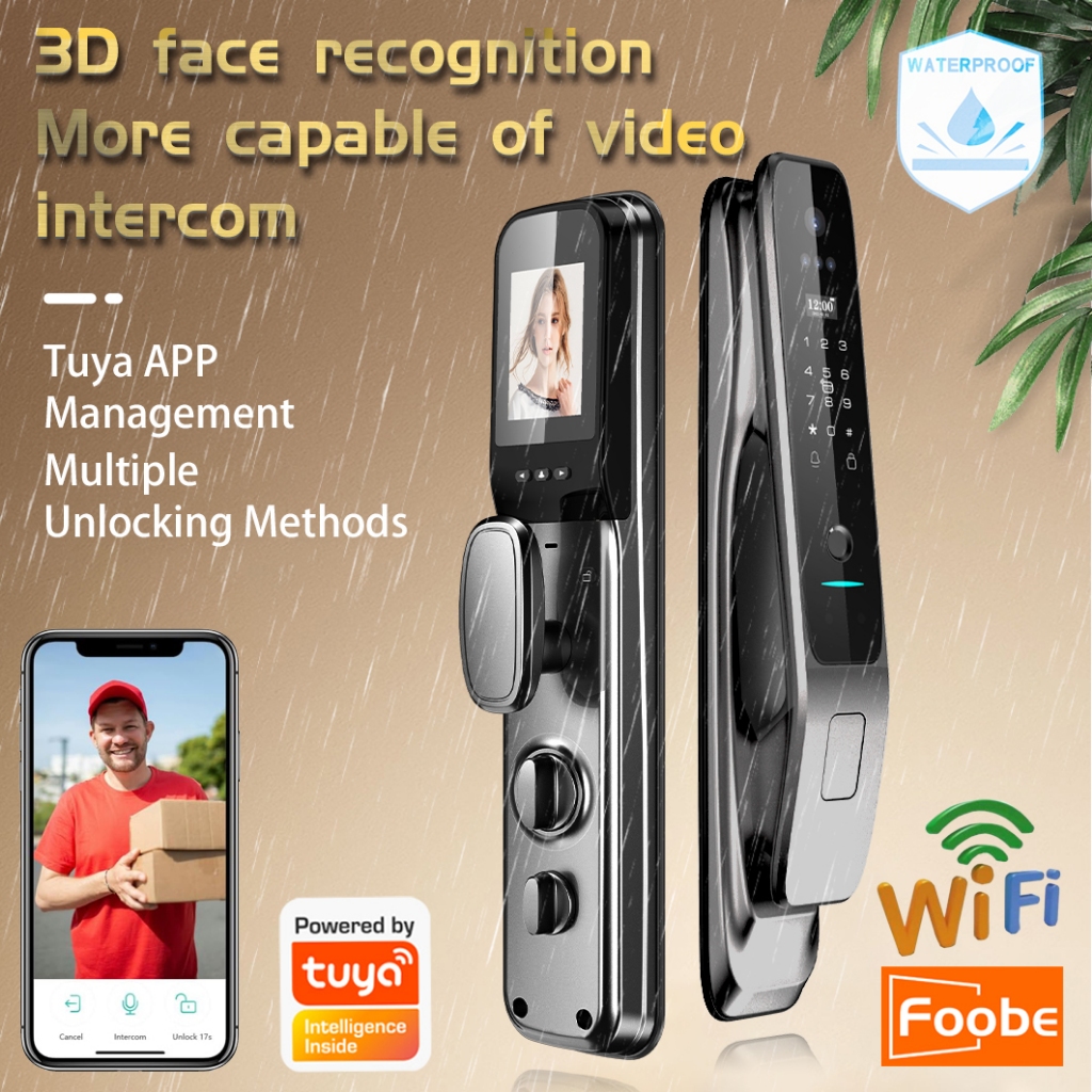 Automatic Waterproof Tuya Smart Door Lock With Camera Biometric ...