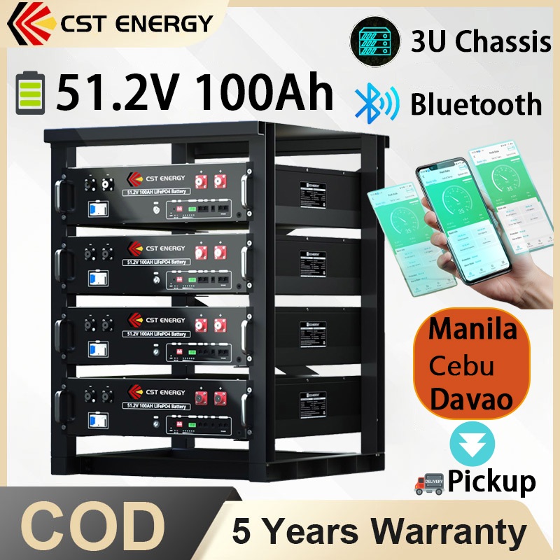 CST ENERGY 48V 100Ah LiFePO4 Battery Solar Lithium Battery with Bluetooth 6000 Cycles 3U Server ...