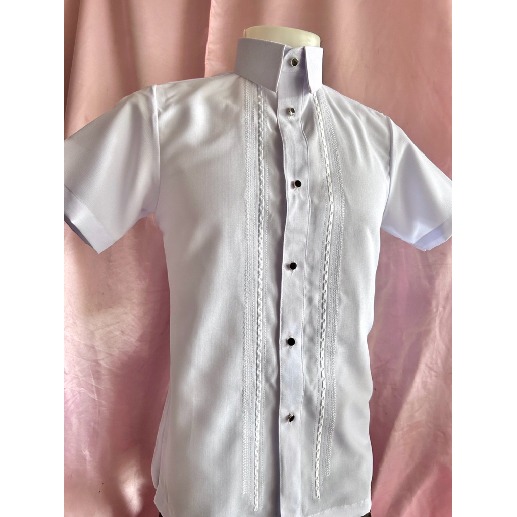 White RANDOM DESIGN BURDA Embroidered Design Miyaki Fabric Polo Diaz ...