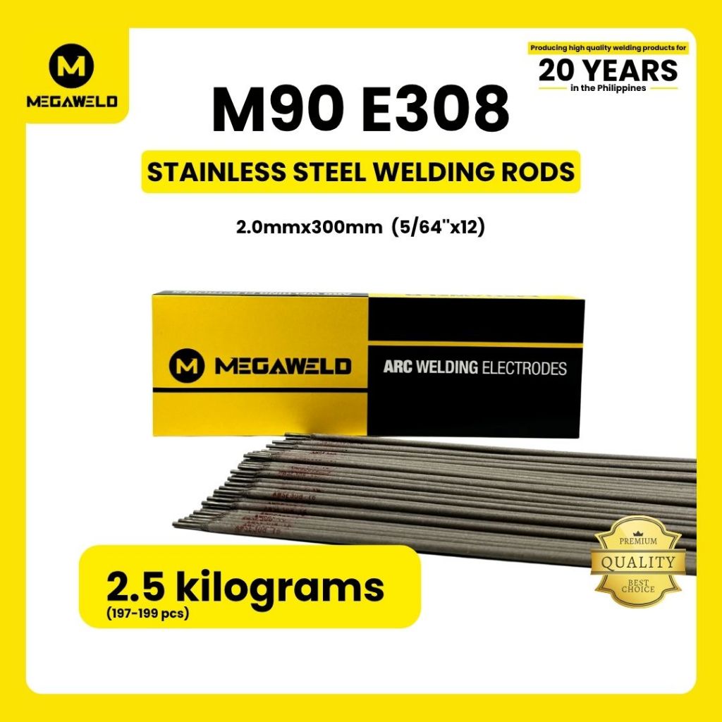 2.5 KILOS (197 - 199 PCS) E308-16 2.0mmx300mm (5/64"x12") Megaweld M90 ...