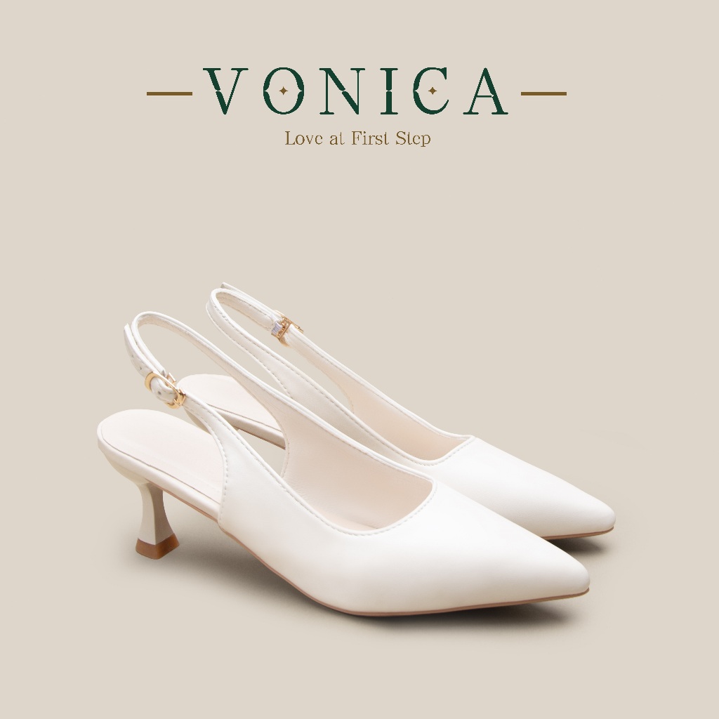 VONICA Beige Half Shoes with Heels for Women Wedding Party Shoes ...