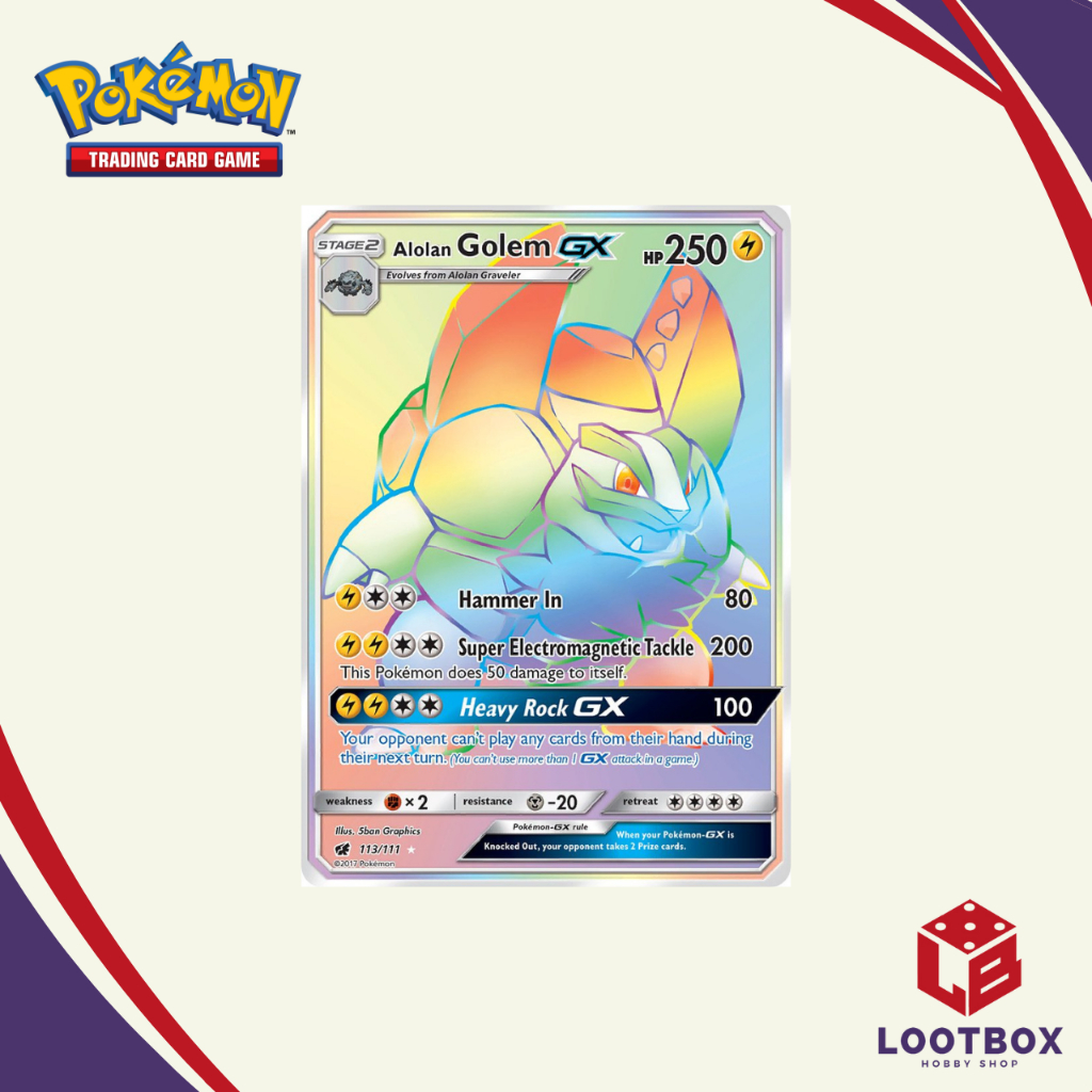 Pokemon Card Game: Alolan Golem GX (Secret Rare) - Crimson Invasion ...