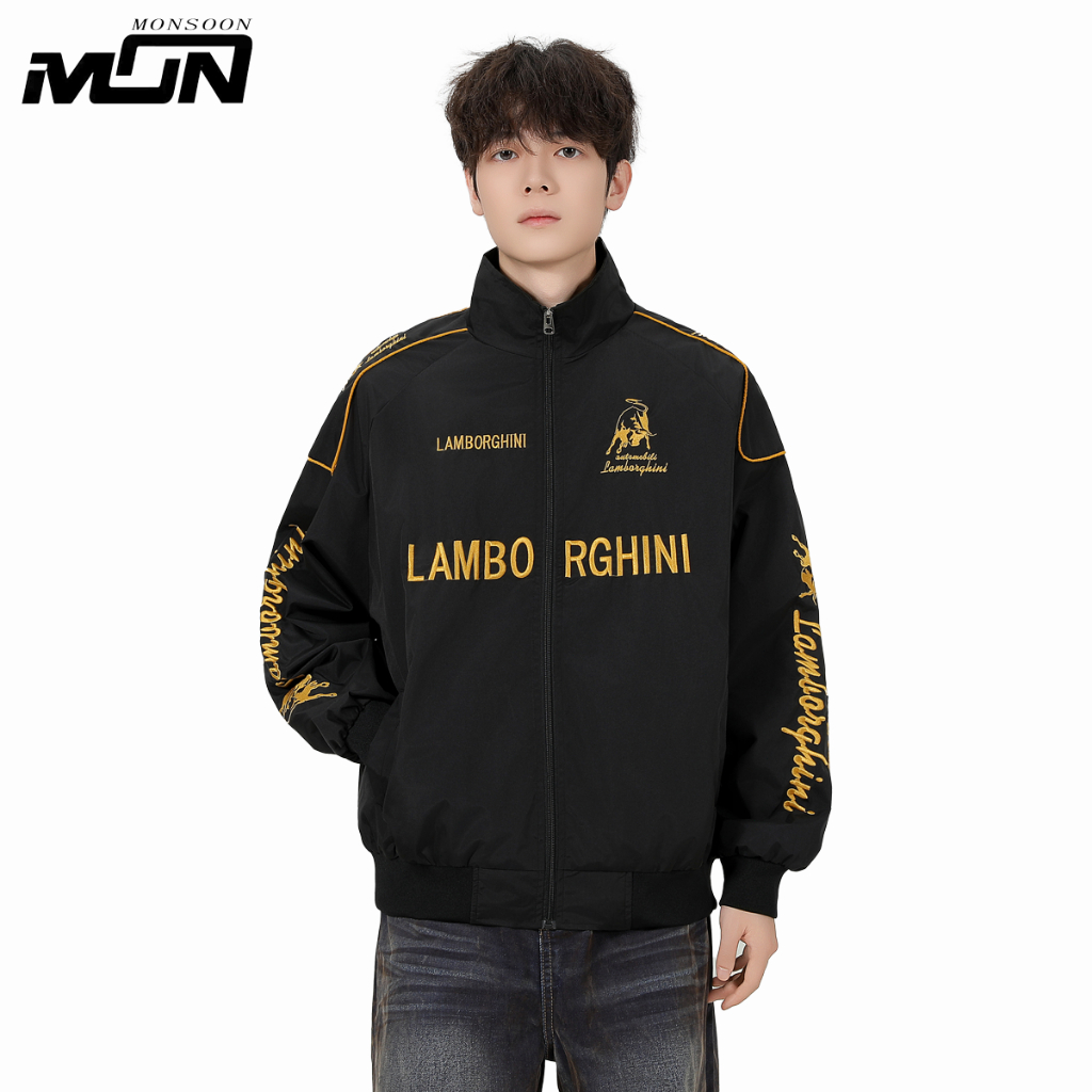 MON F1 Lamborghini Bomber Jacket Men Retro Embroidery Racing Jacket ...