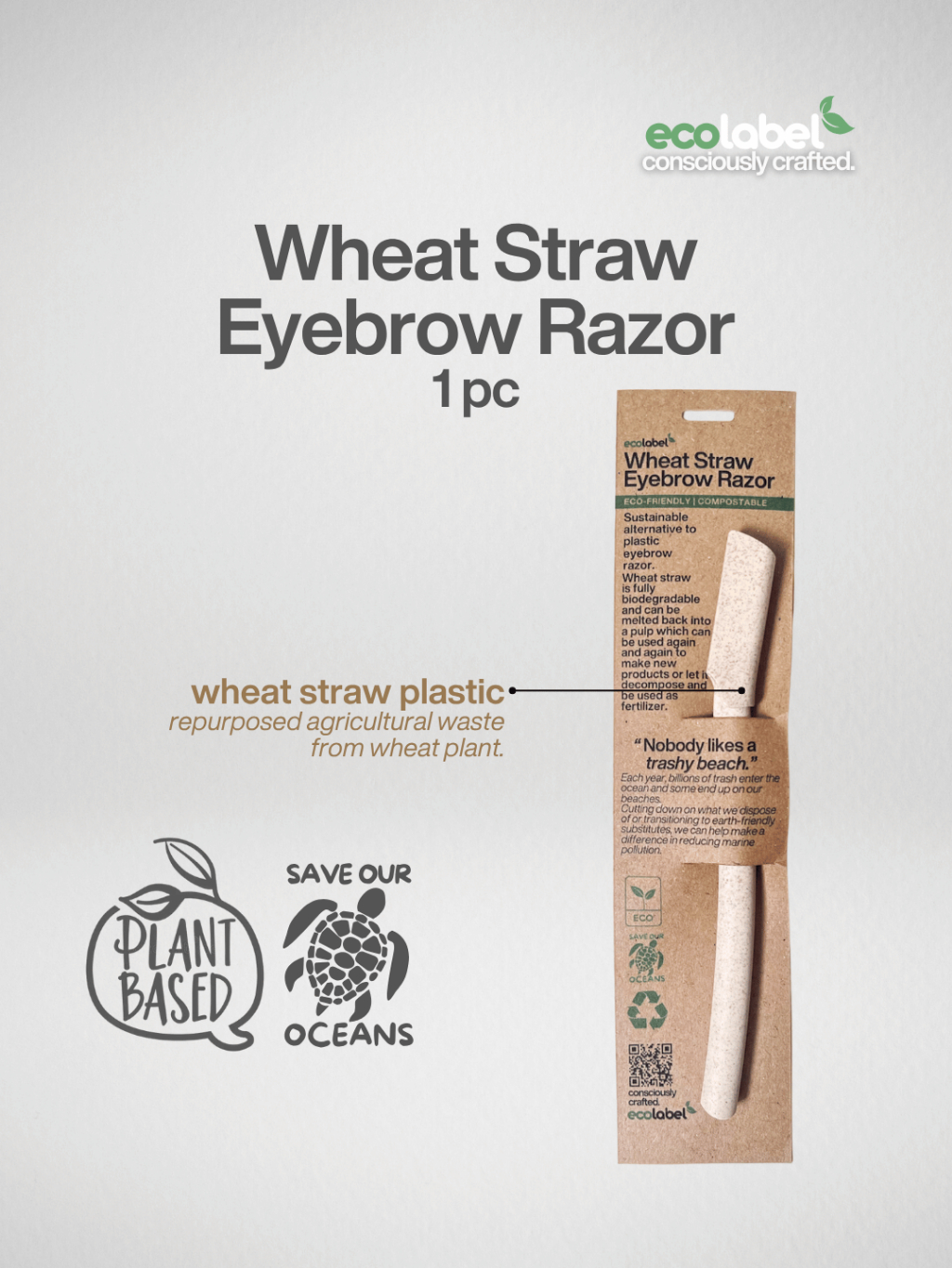 Eco-Friendly Reusable Wheat Straw Eyebrow Razor 1pc 100% Biodegradable ...