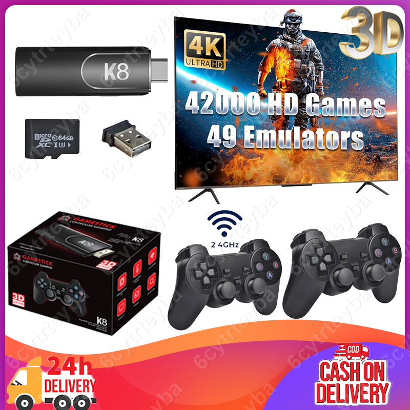 K8 Game Stick Portable Console 40000 Preloaded Games 4K 3D Emulator ...