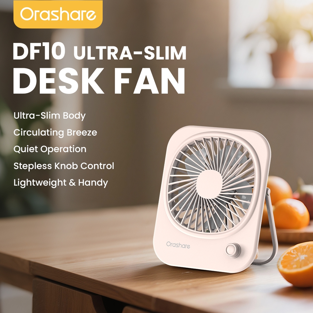 Orashare DF10 Rechargeable Desk Fan Turbo Wind 2000mAh 15H Quiet ...