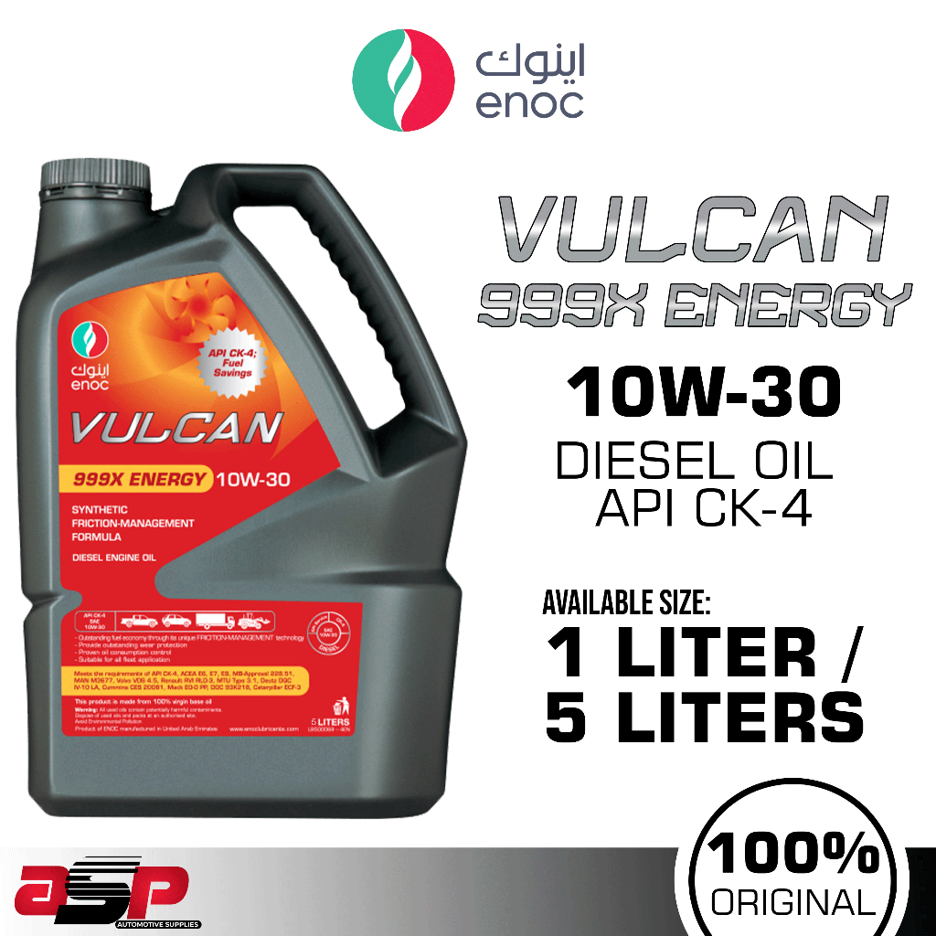ENOC VULCAN 999X ENERGY 10W-30 API CK-4 Gallon / Liter | Shopee Philippines