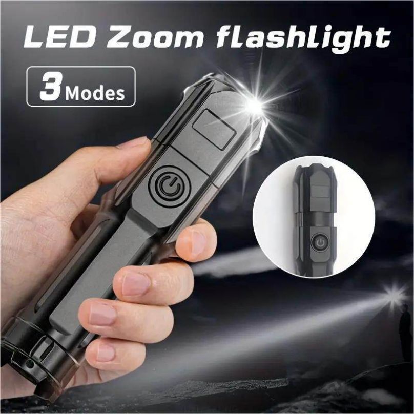 ABS Strong Light Zoom Flashlight Outdoor Multi-Function Portable ...
