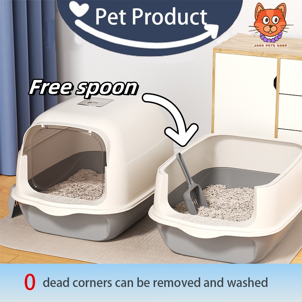 Large Capacity Cat Litter Box Covered House With Scooper Cat Poop Box ...