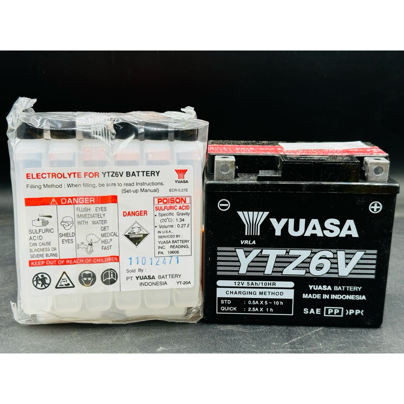 YUASA Battery YTZ6V 12V, 5Ah/10HR for Motorcycle ORIGINAL Brand New ...
