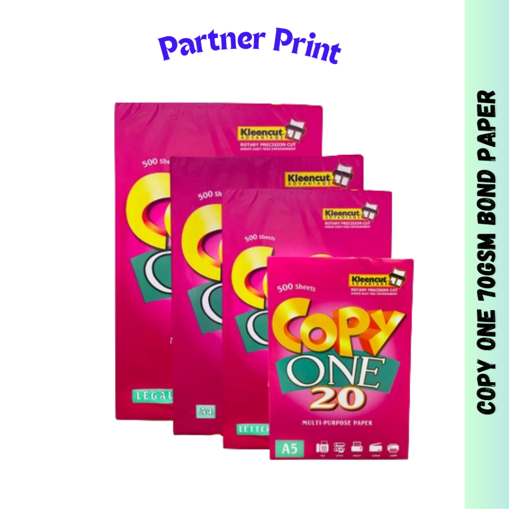1 Ream Copy One Paper A5 / Short / A4 / Long Bond Paper 500pcs White ...
