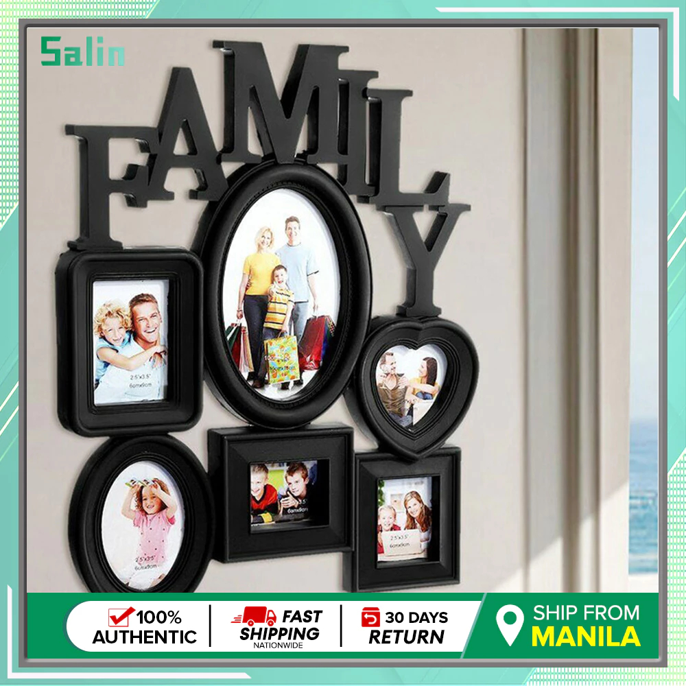 Family Photo Frames Wall Hanging Combination 6 Pictures Holder Display ...