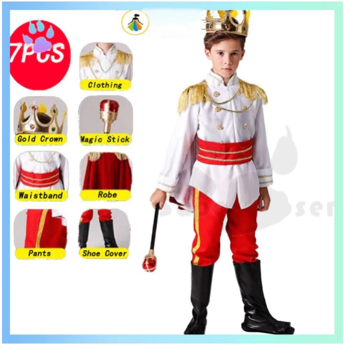 Prince Costume for boys Cosplay Halloween Costume for Kids Prince King ...
