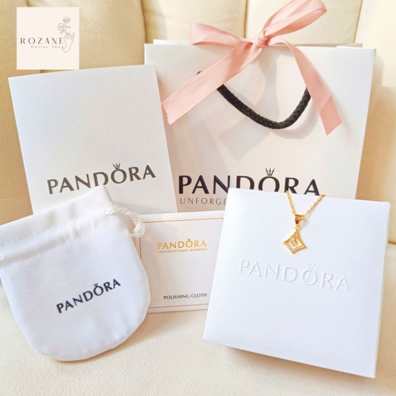 Pandora Gold Dangling Bell Necklace with Complete Gift Packaging ...